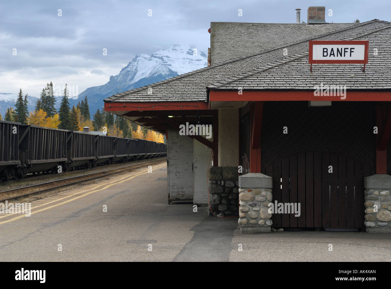 Banff railway station in the Rocky Mountains Alberta Stock Photo - Alamy