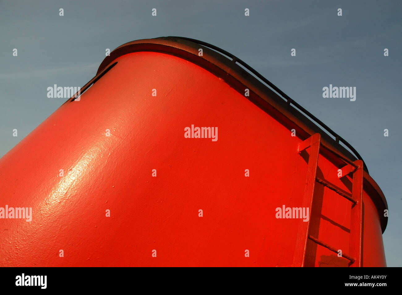 Red funnel on a ship in Indonesia Stock Photo - Alamy