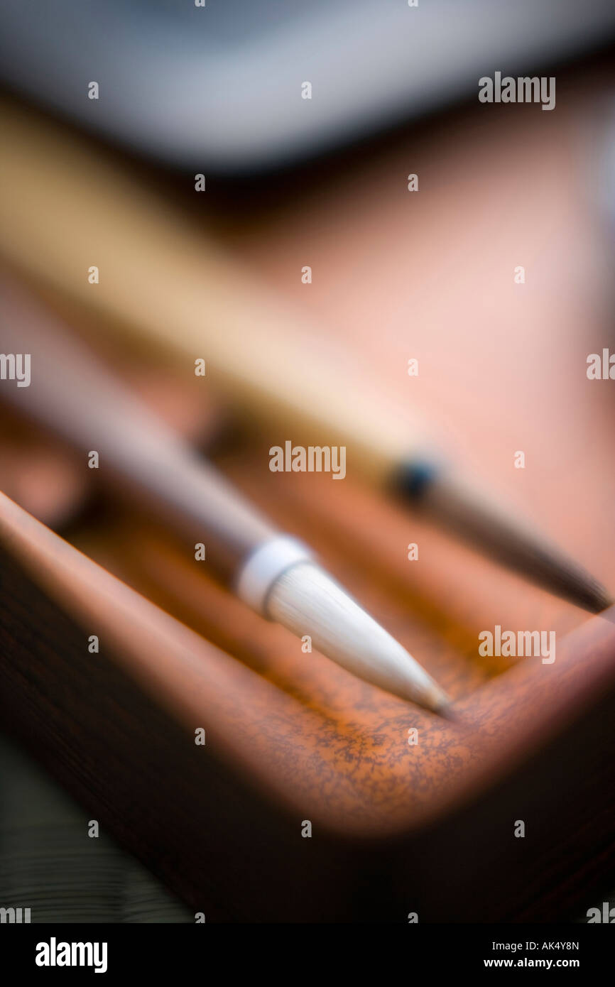 Writing brush Calligraphy Stock Photo - Alamy