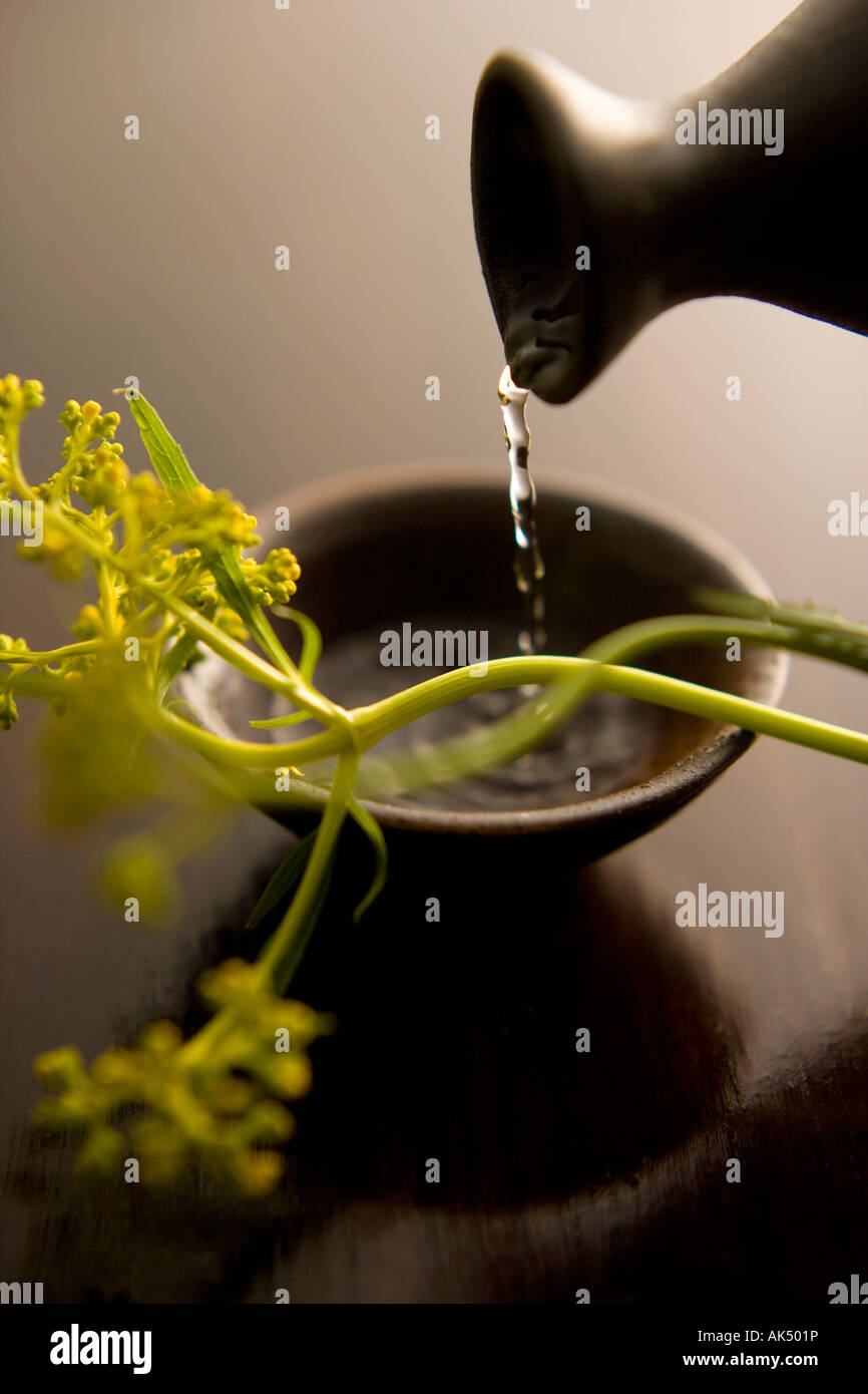 Sake Cup Flower arrangement Stock Photo - Alamy