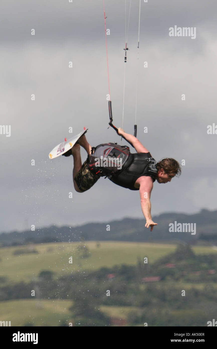 kite boarding in costa rica lake arenal Stock Photo - Alamy