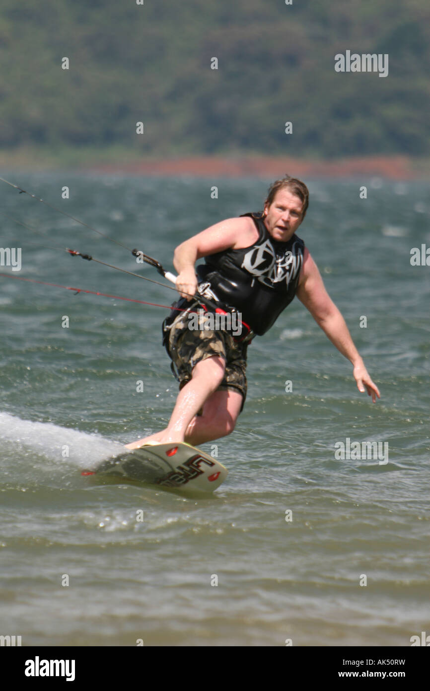 kite boarding in costa rica lake arenal Stock Photo - Alamy