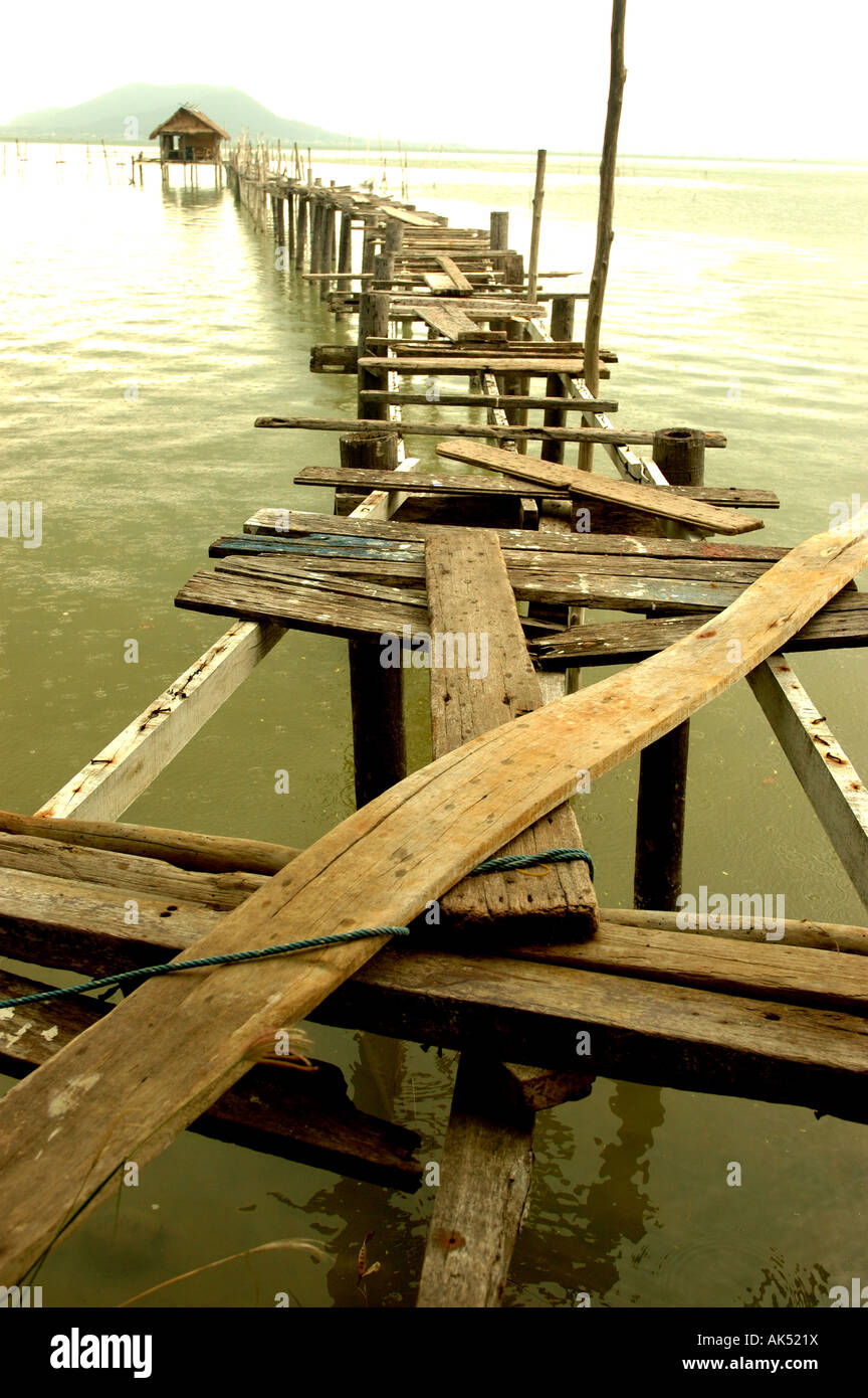A derelict jetty and hut in Songkhla, Southern of Thailand Stock Photo ...