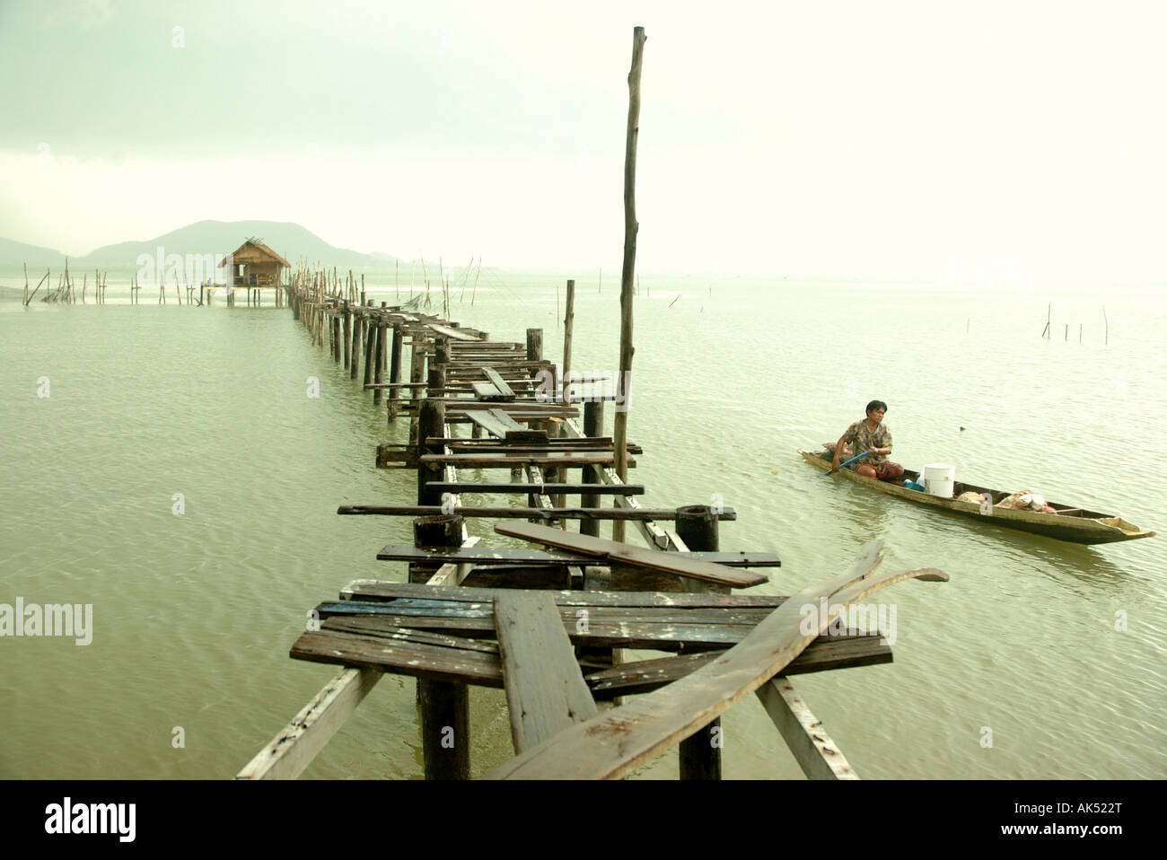 A derelict jetty and hut in Songkhla, Southern of Thailand Stock Photo ...