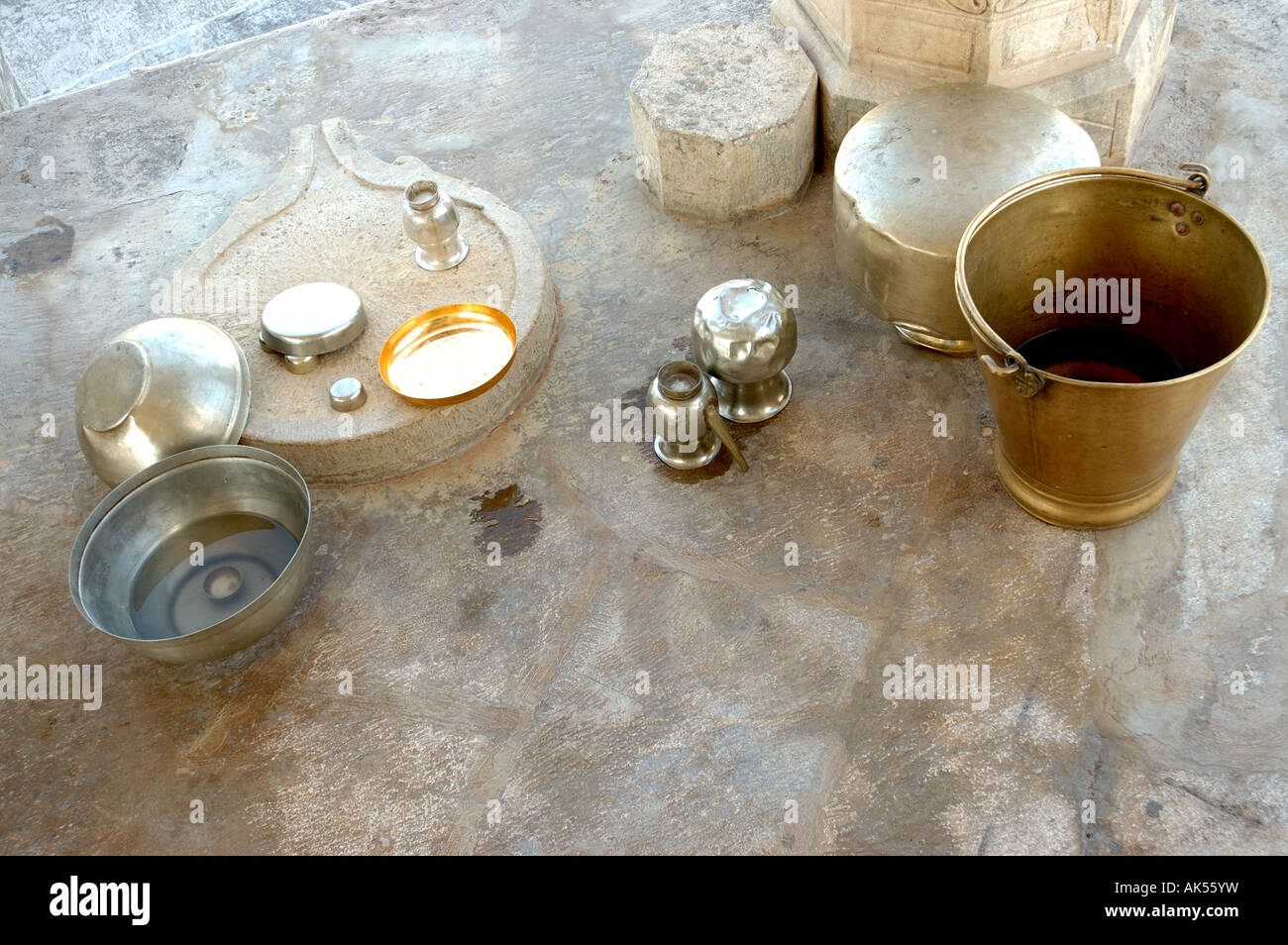 Containers in a hindu temple in Rajasthan Stock Photo - Alamy