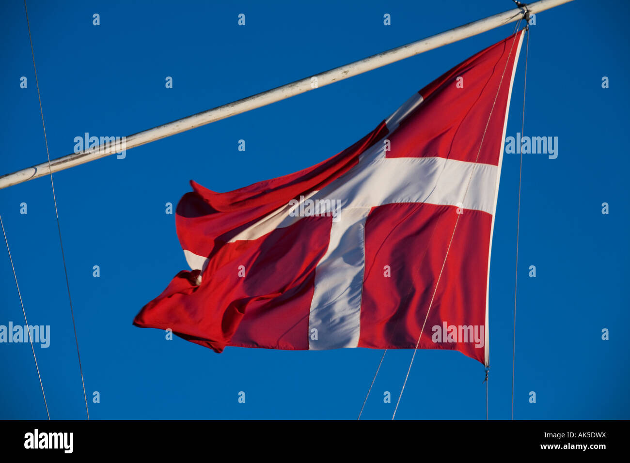 Danish Flag in the wind Stock Photo - Alamy