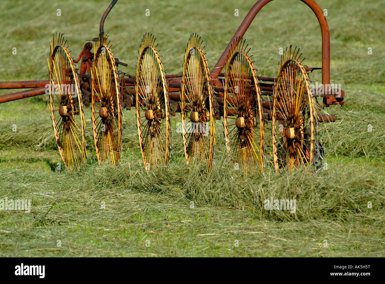 Hay turning machine Stock Photo - Alamy