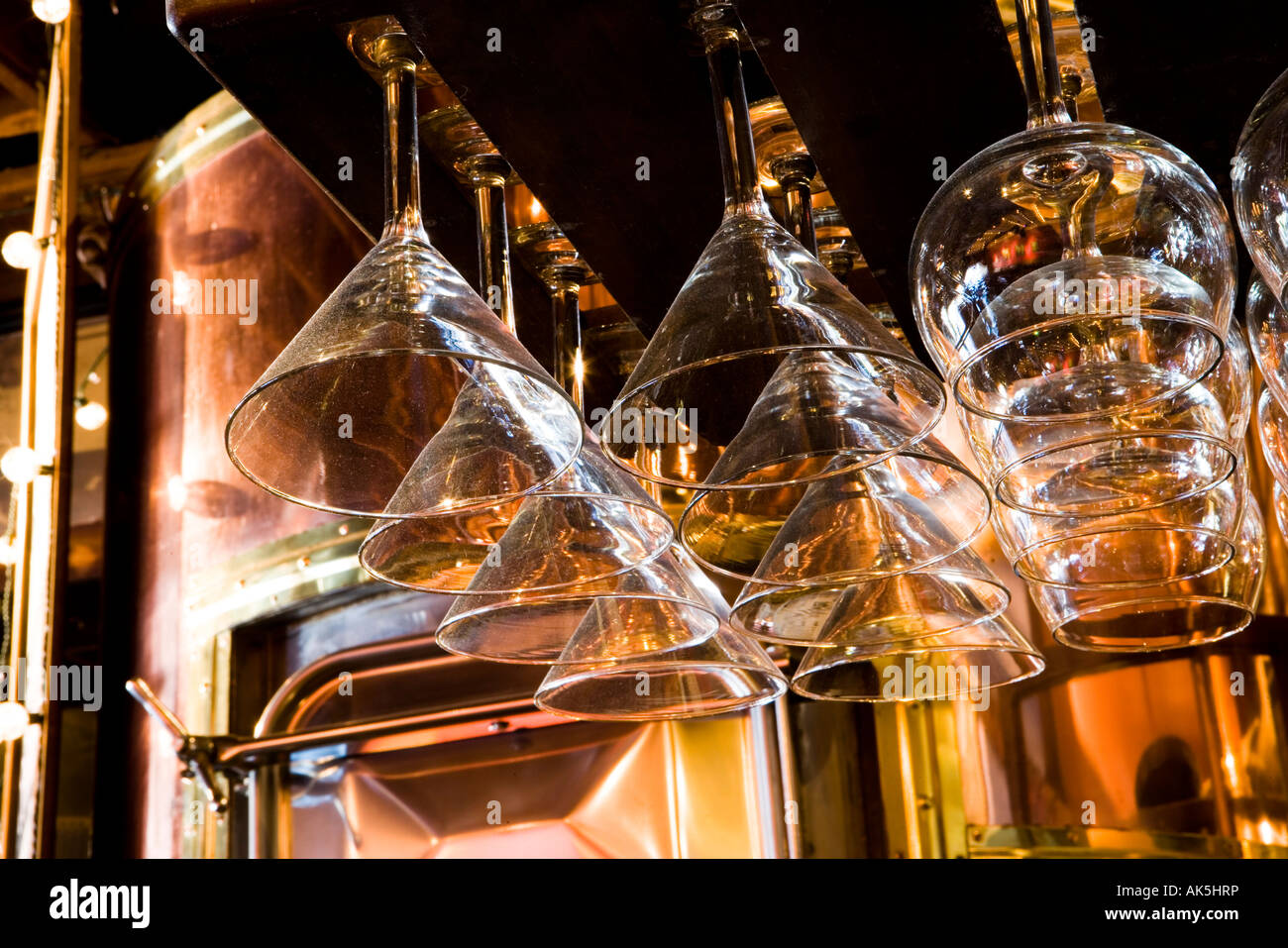 Ceiling Mounted Display for Martini and Wine Glasses Stock Photo - Alamy