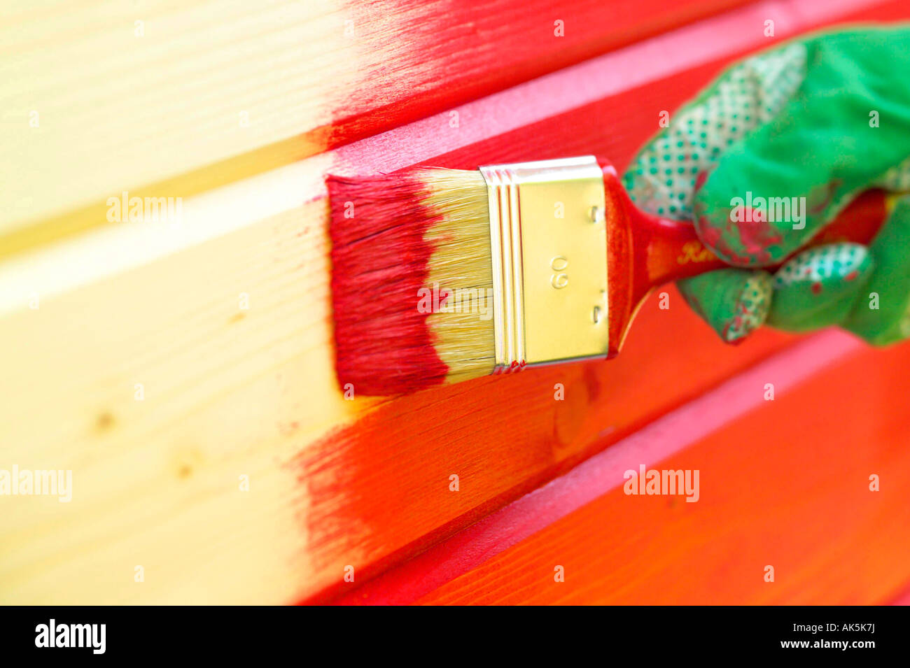 Painting wooden hut Stock Photo - Alamy