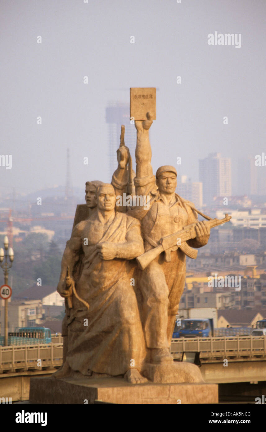 Asia, China, Nanjing, Yangtze River Bridge. Revolutionary statue Stock ...