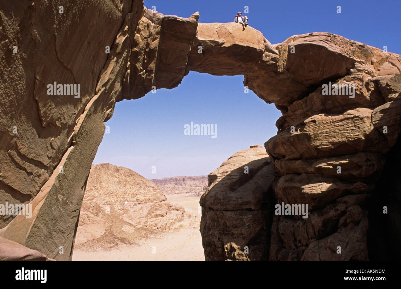 Rock Bridge Burdah Mountain Wadi Rum Jordan Stock Photo - Alamy