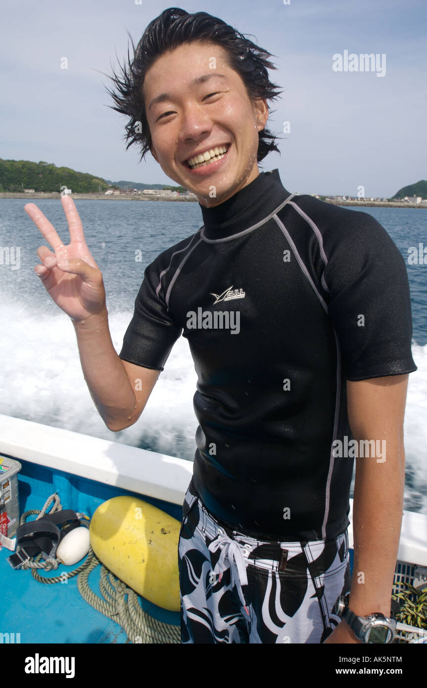 local Japanese dive masters Stock Photo - Alamy