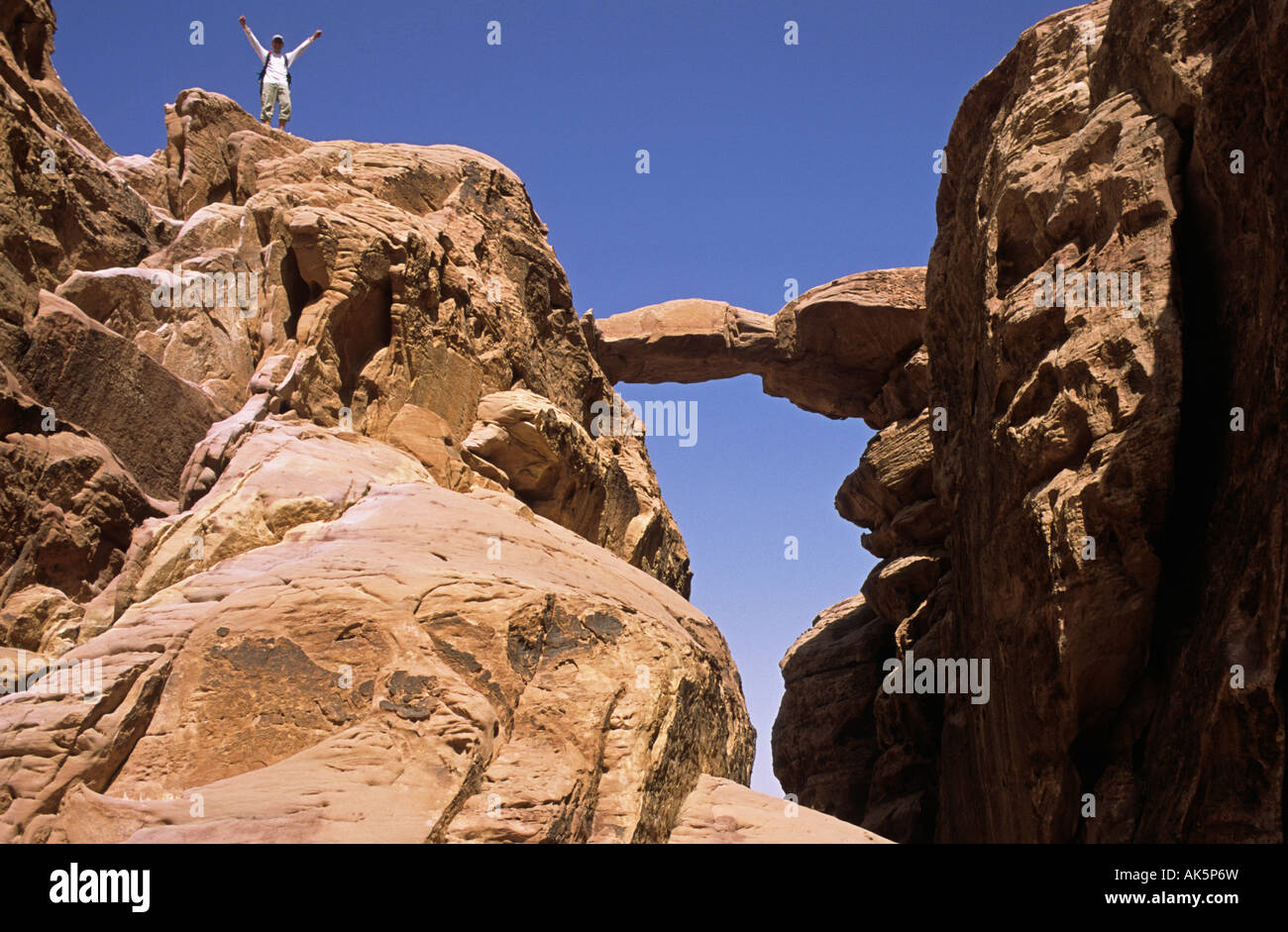 Rock Bridge of Jebel Burdah Mountain Wadi Rum Jordan Stock Photo - Alamy