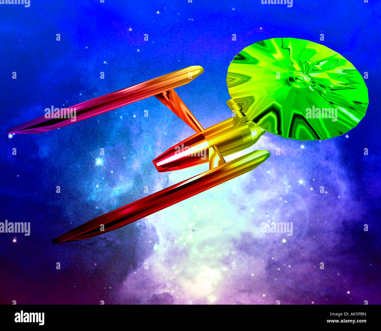 computer generated space vehicle in 3D composited on NASA Milky Way ...