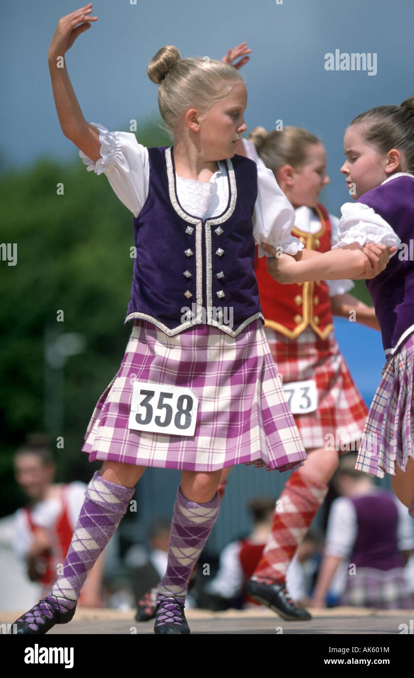 Young girl highland dancing at Cupar Highland Games Stock Photo - Alamy