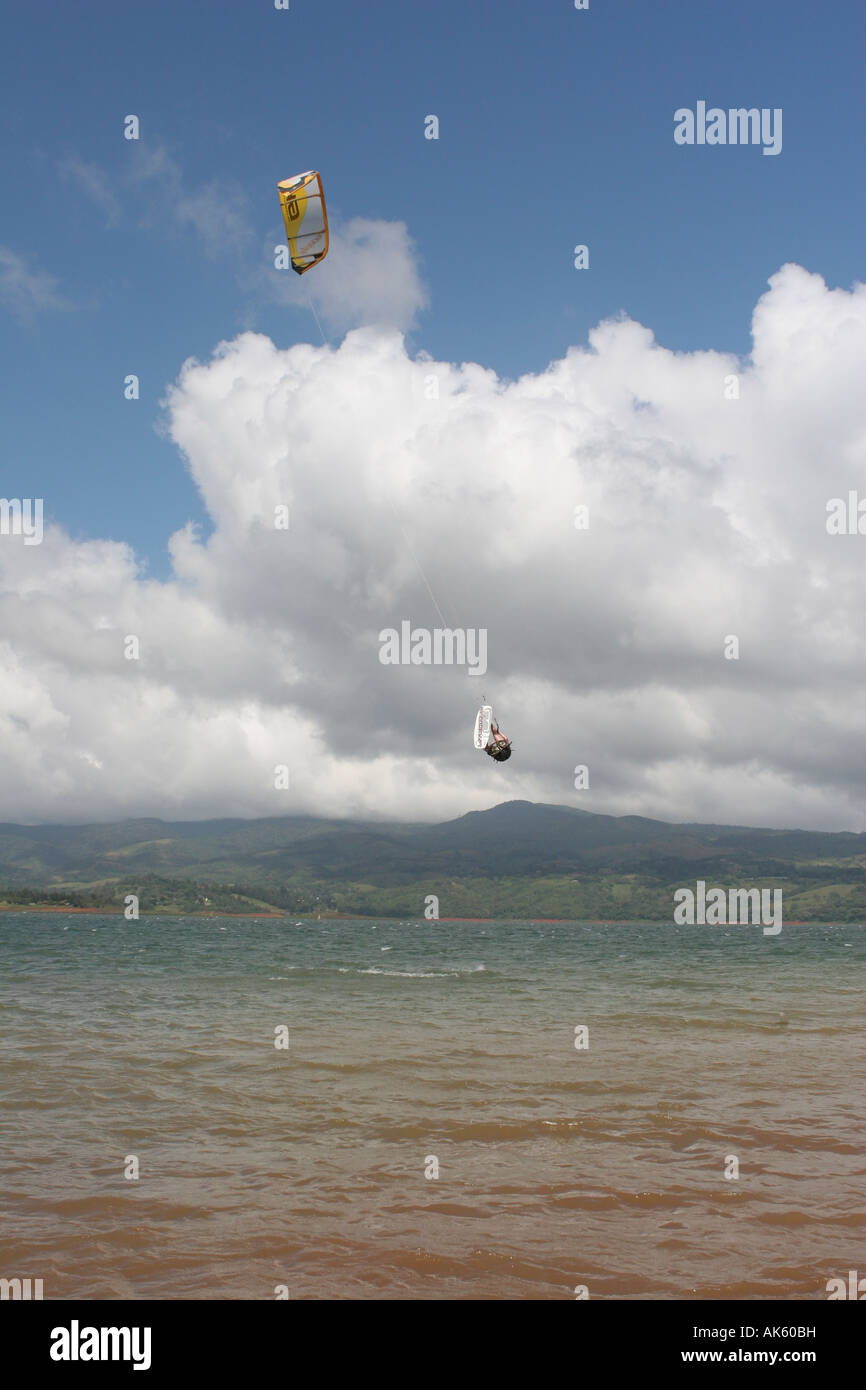 kite boarding in costa rica lake arenal Stock Photo - Alamy