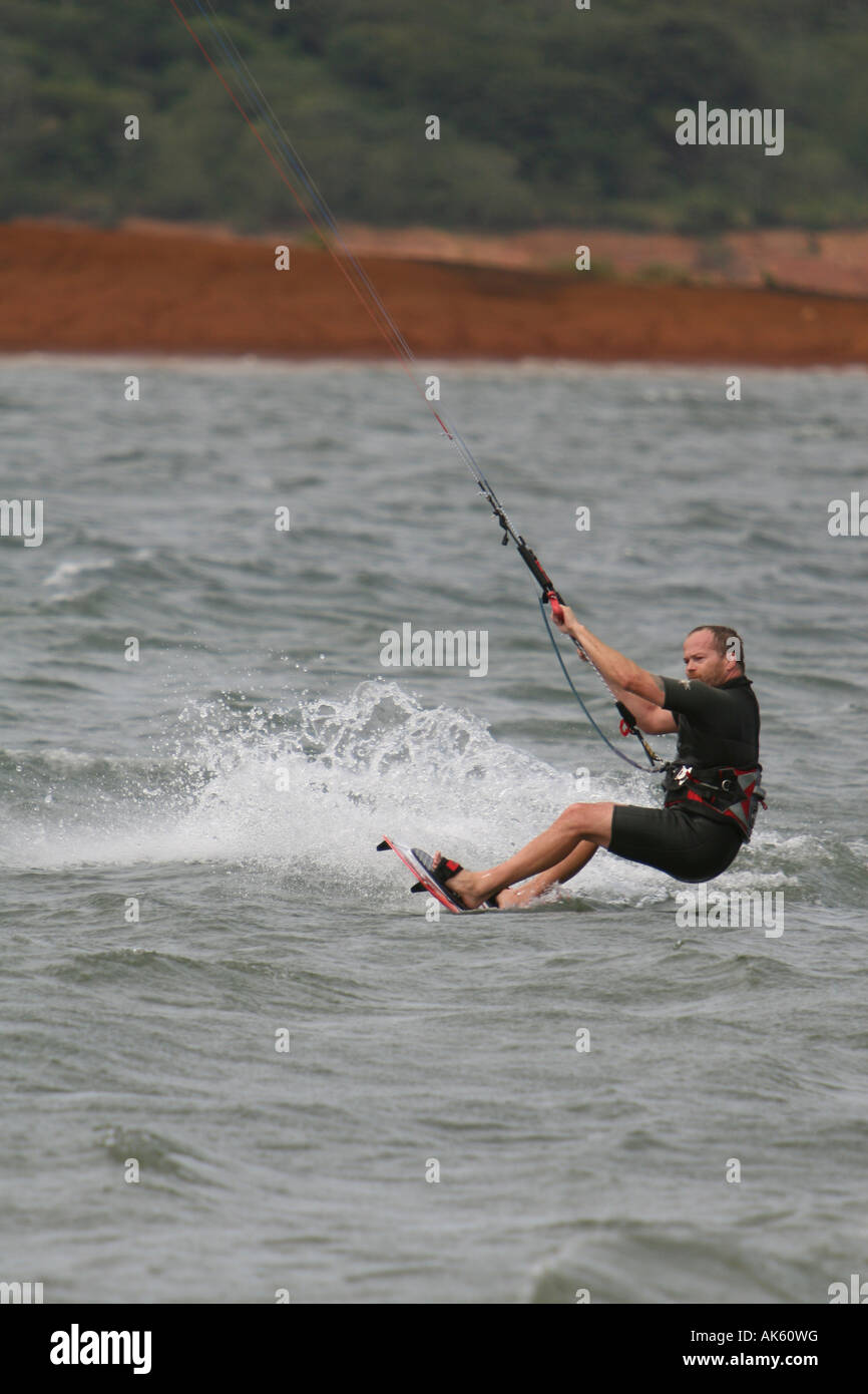 kite boarding in costa rica lake arenal Stock Photo - Alamy