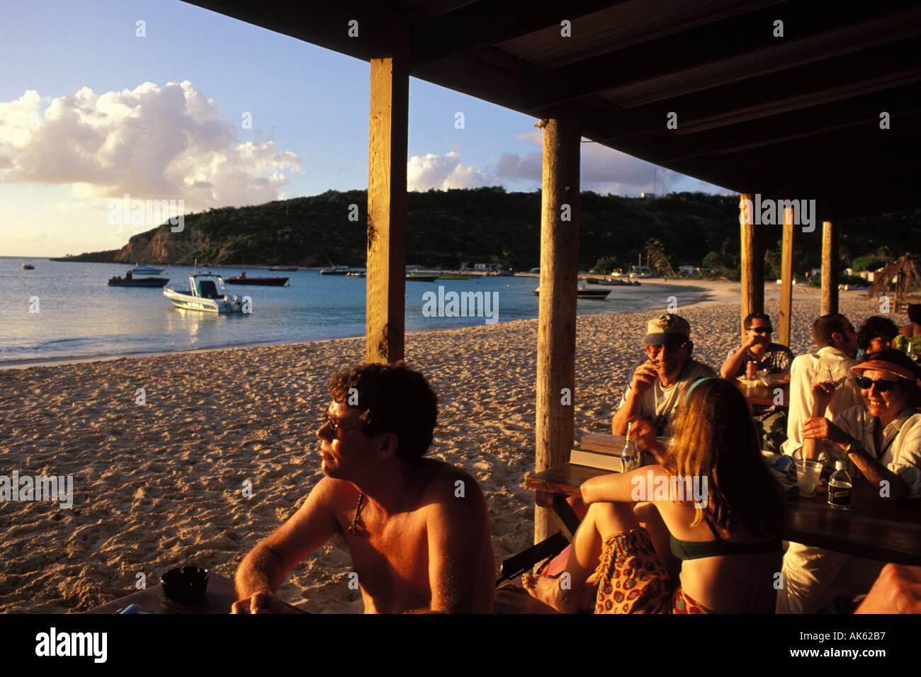 Anguilla, Sandy Ground, Johnnos Beach Bar Stock Photo - Alamy