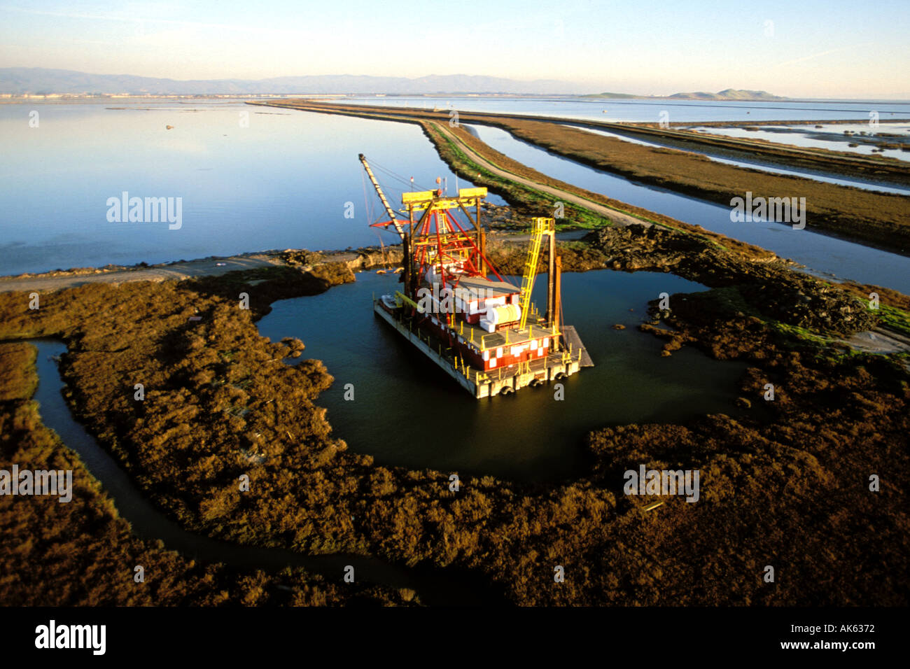 California, San Francisco Bay, Alameda Creek, Dredging Stock Photo - Alamy