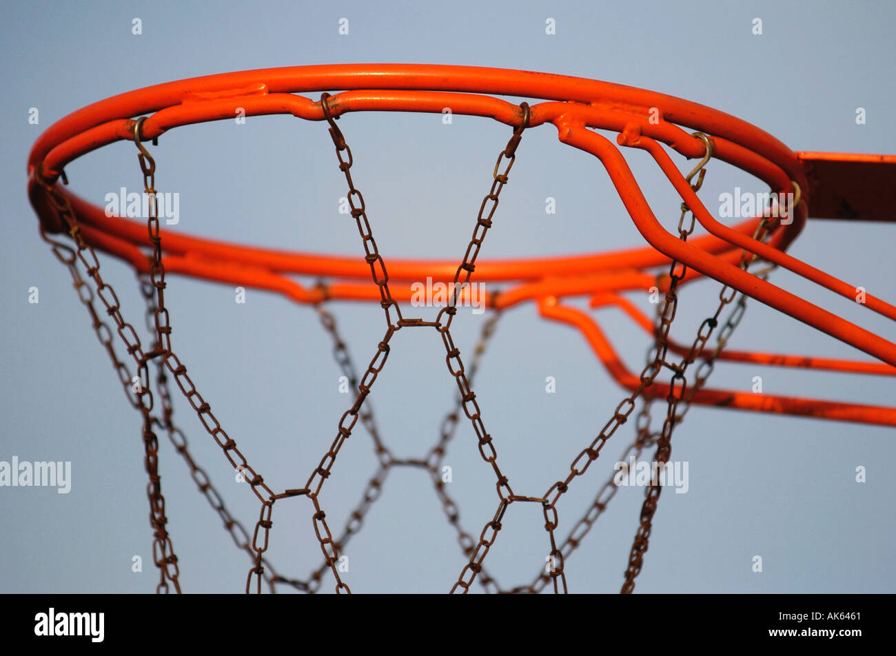 Detail of a baskeball hoop and chain net in a park Stock Photo - Alamy