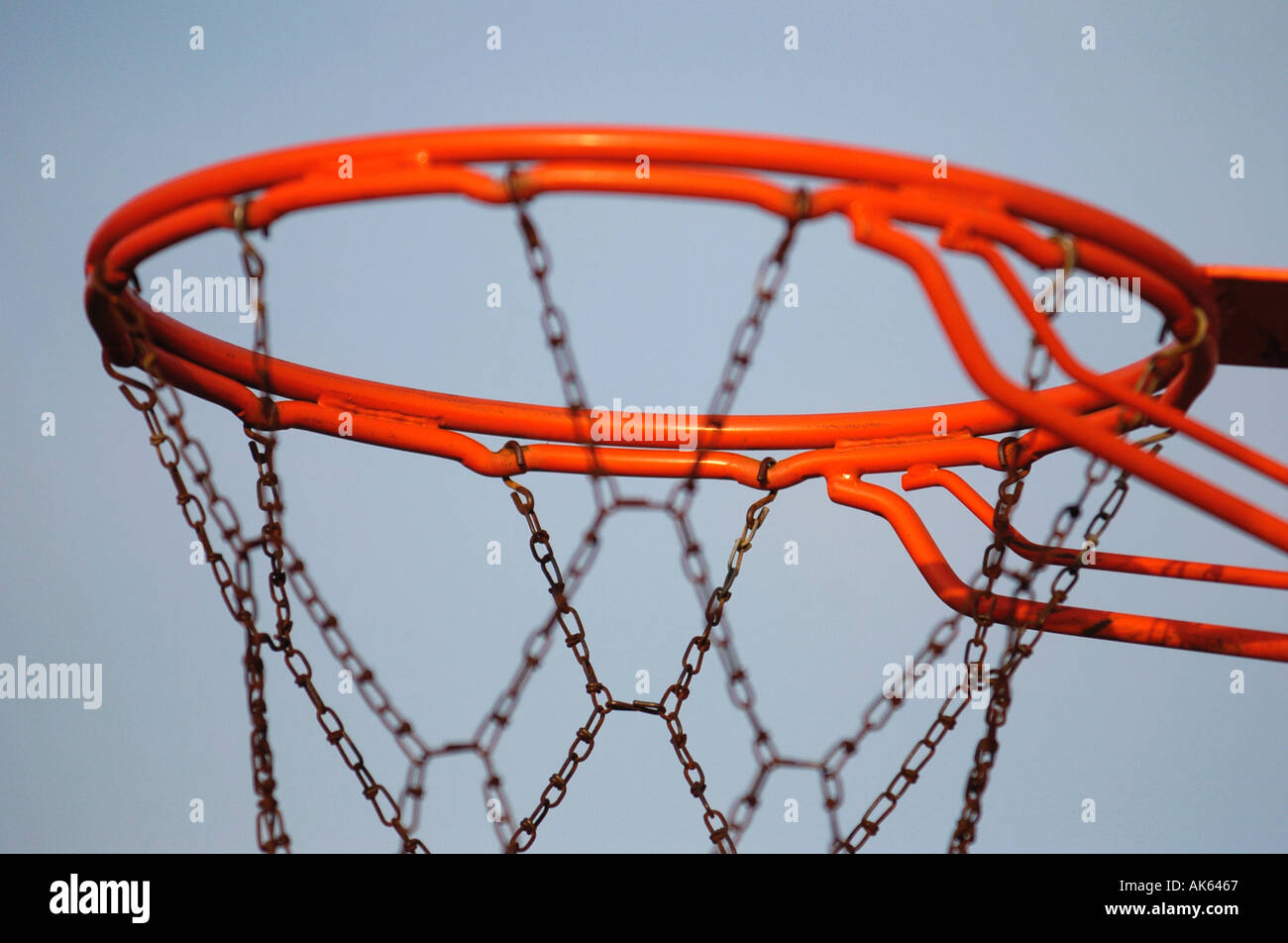 Detail of a baskeball hoop and chain net in a park Stock Photo - Alamy