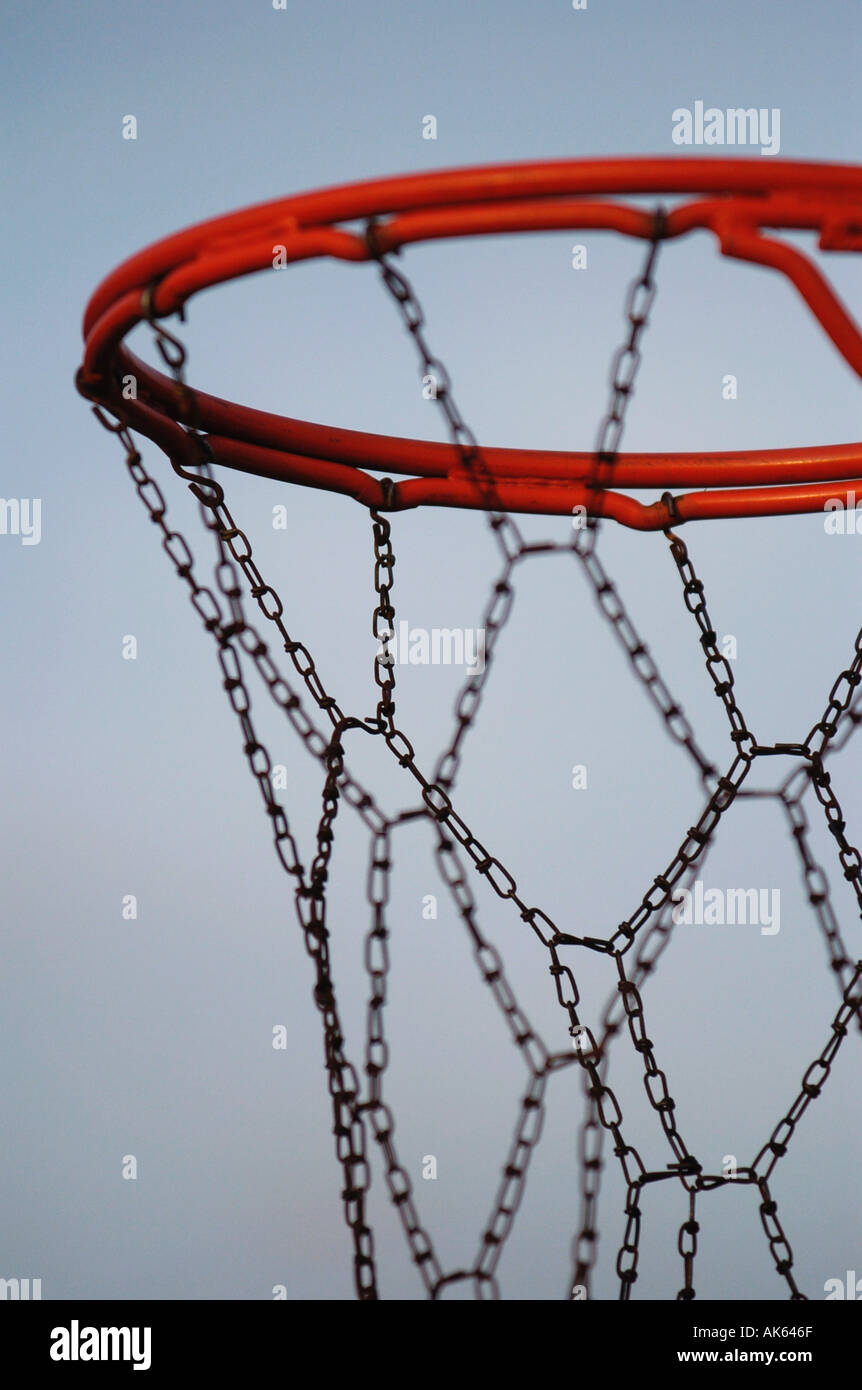 Detail of a baskeball hoop and chain net in a park Stock Photo - Alamy