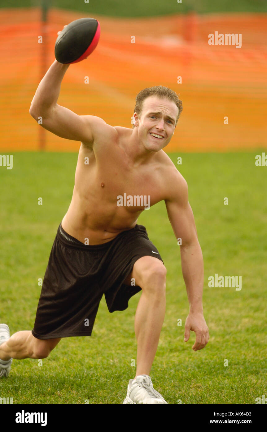 Man playing touch american football hi-res stock photography and images ...