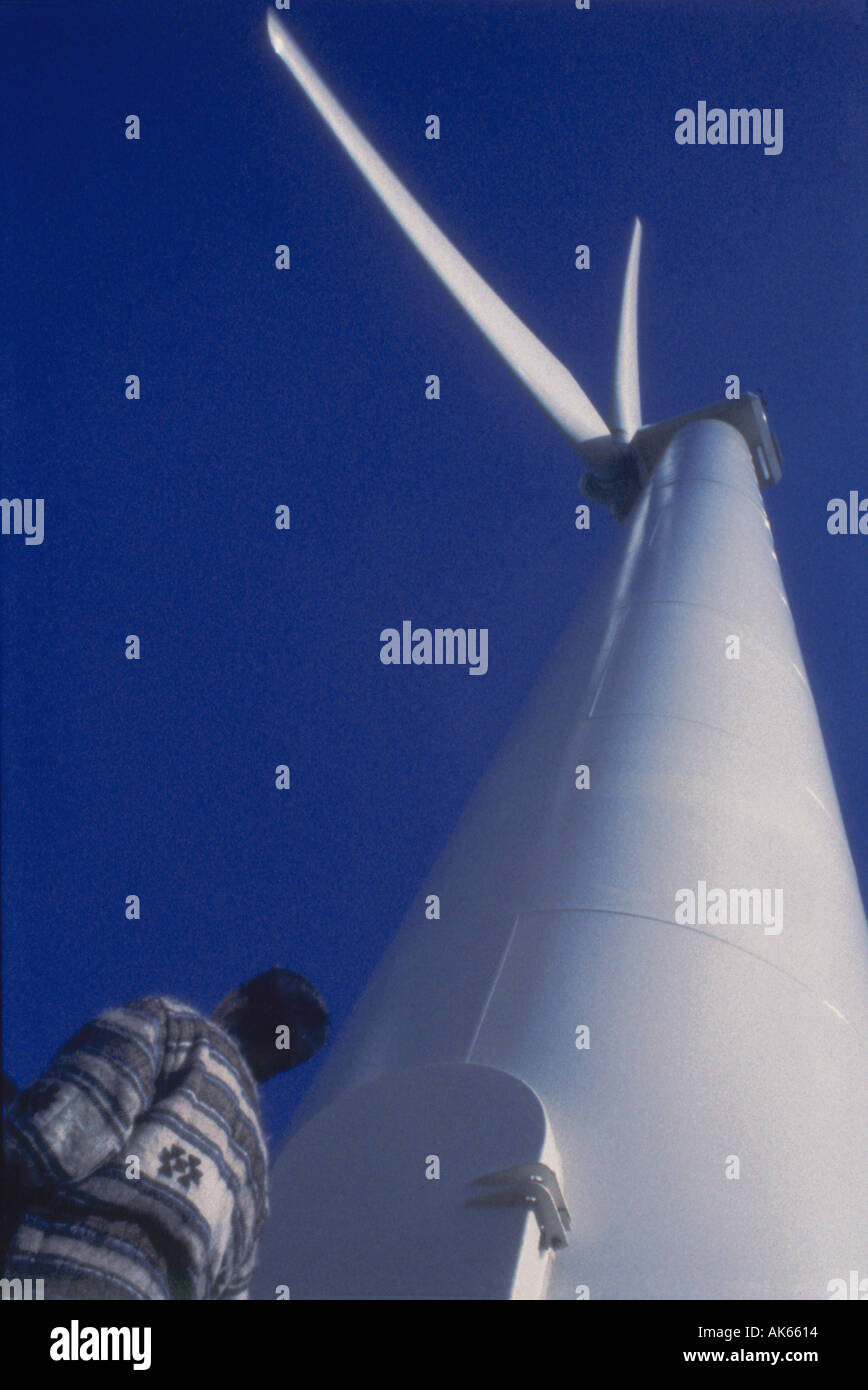person looking up at Wind turbine Stock Photo - Alamy