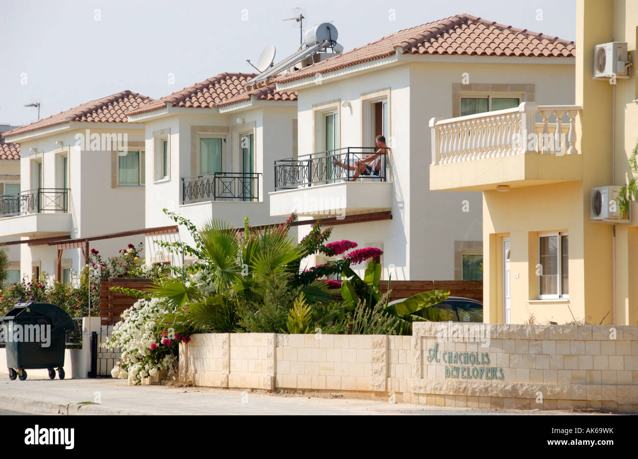 Typical modern detached holiday homes on the Mediterranean island of ...