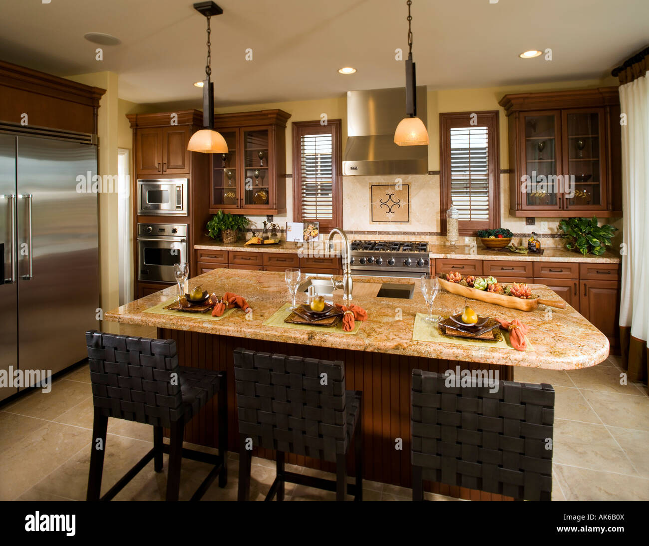Contemporary Kitchen with Island Stock Photo - Alamy