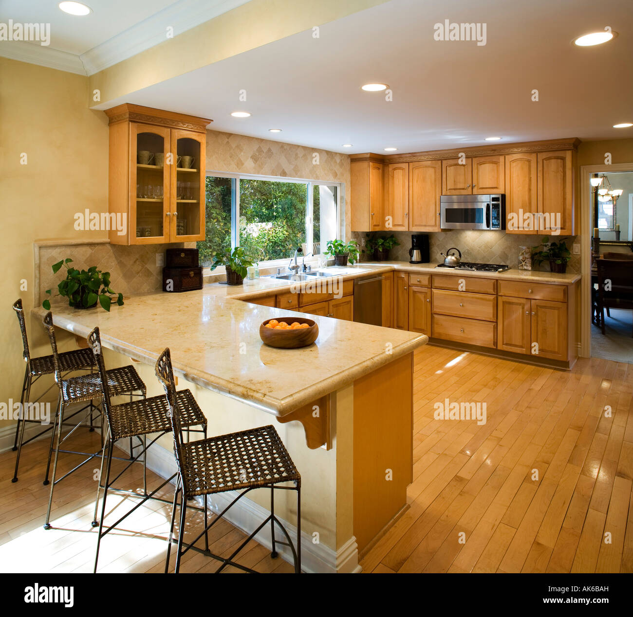 Traditional Kitchen with Hardwood Floors Stock Photo - Alamy