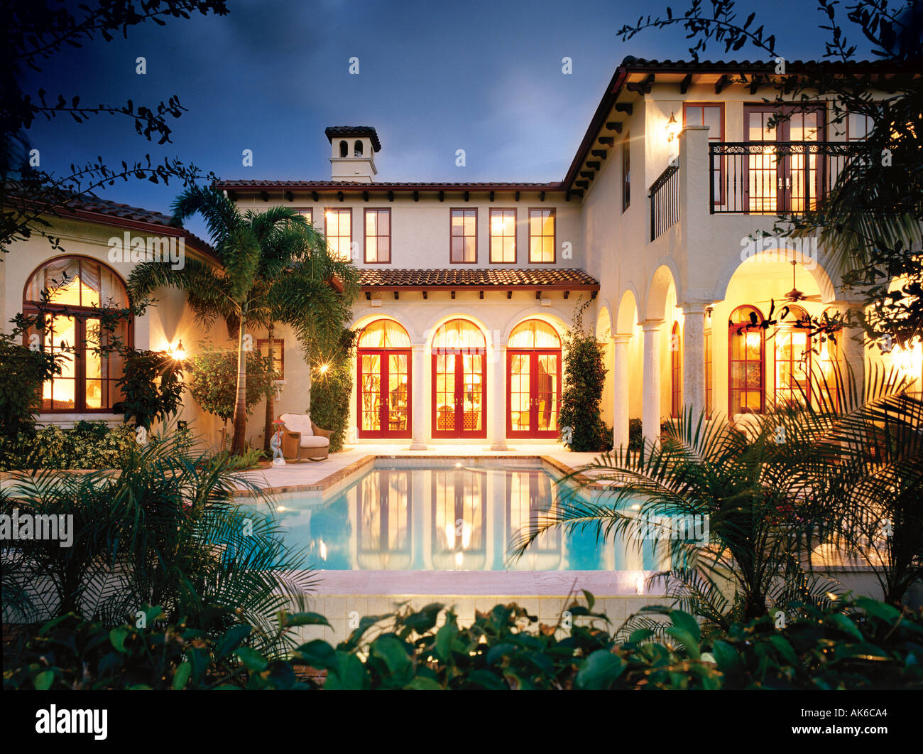 Mediterranean home with pool Stock Photo - Alamy