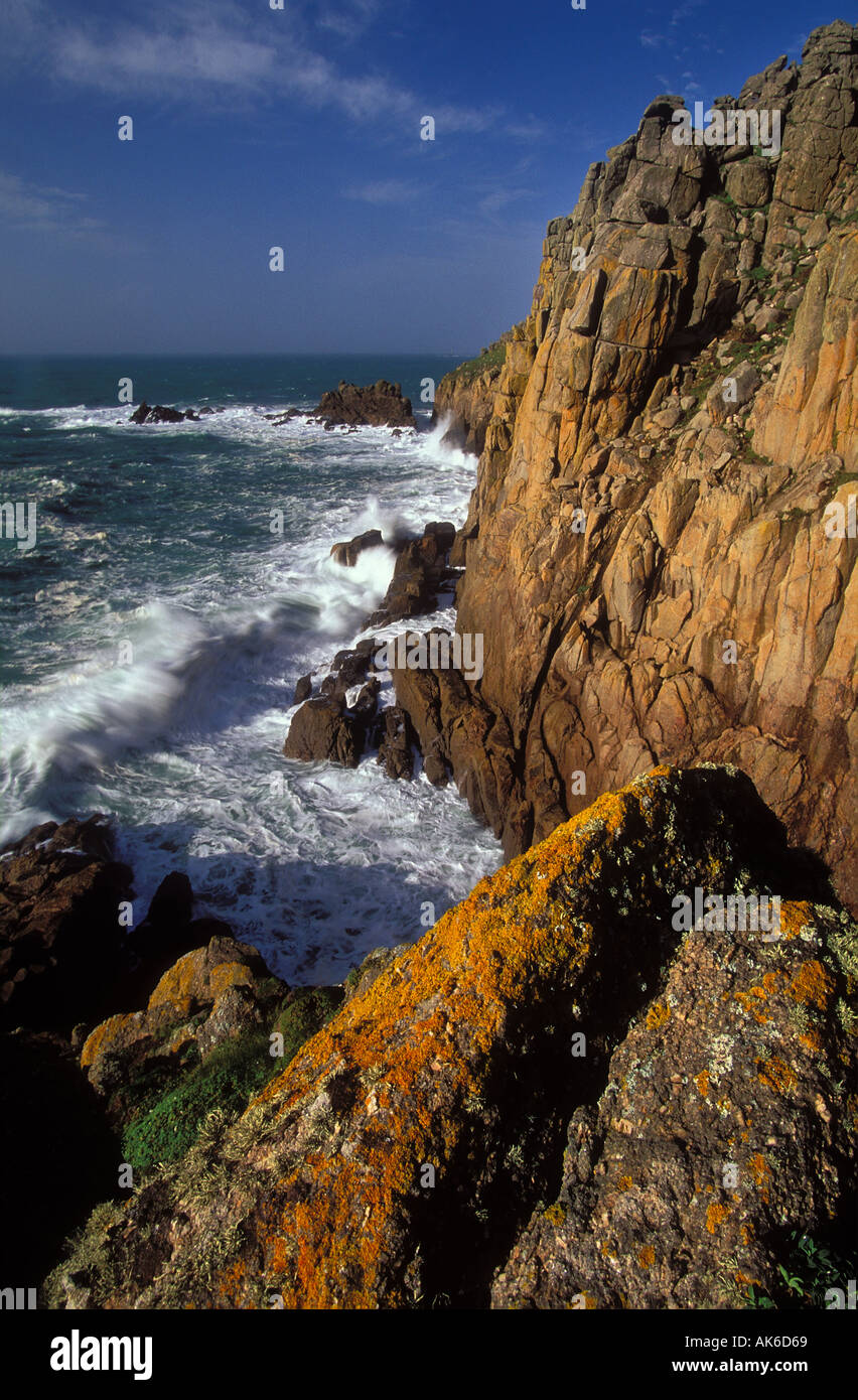 Rough seas nr Lands End Cornwall England UK Stock Photo - Alamy