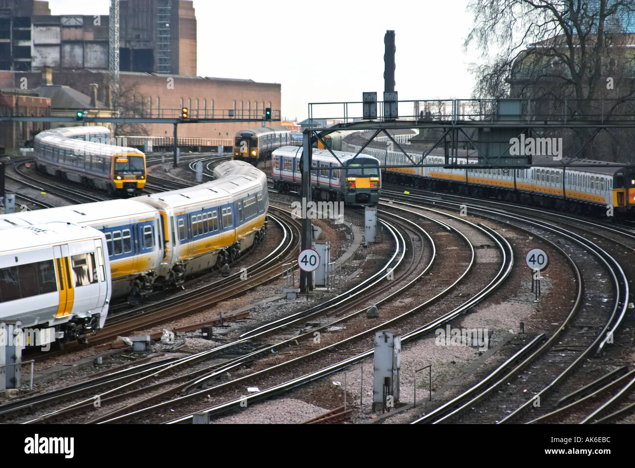 Train carriages on tracks in London UK public transport commute england ...