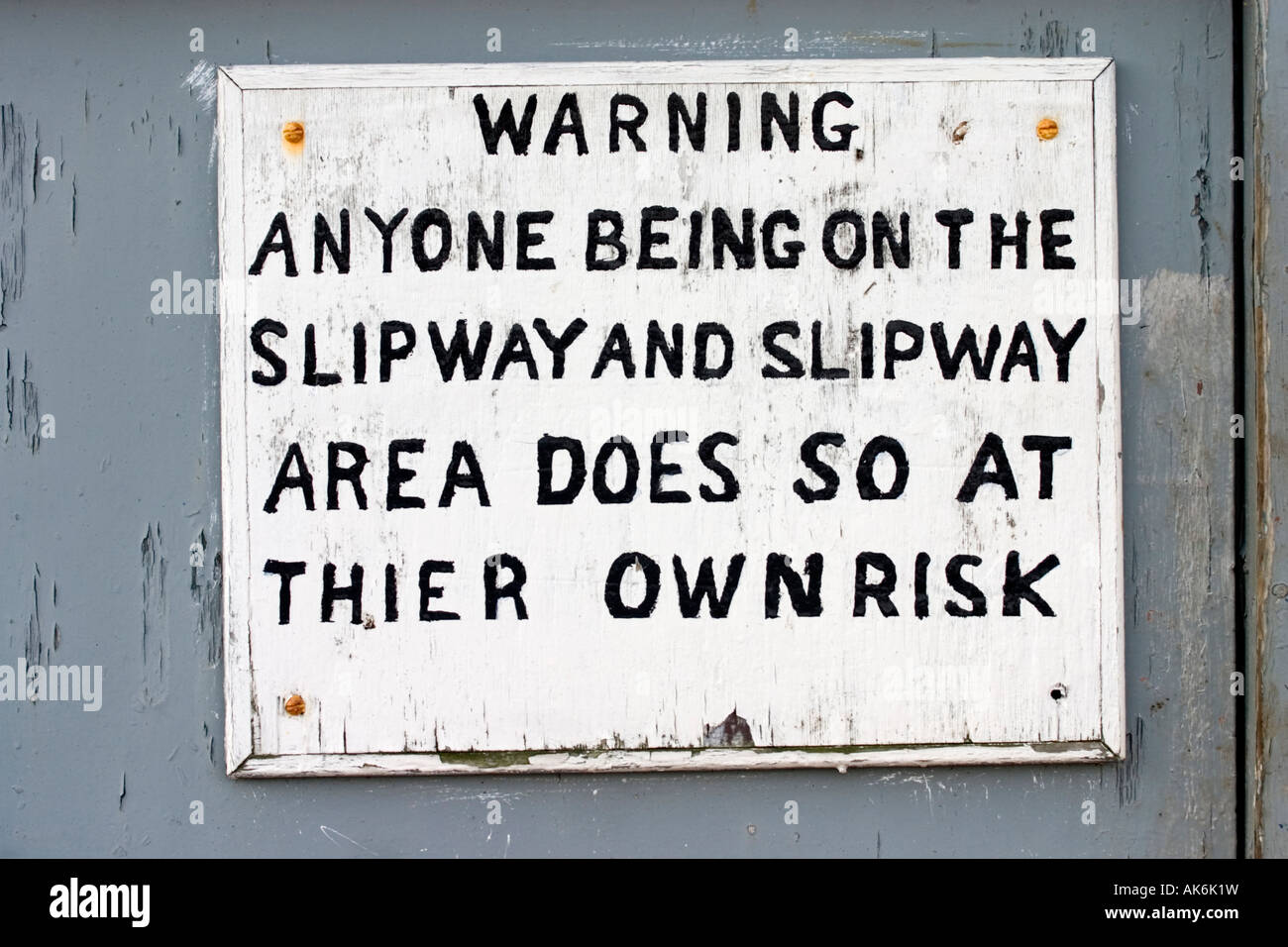 Warning sign on Slipway Stock Photo - Alamy