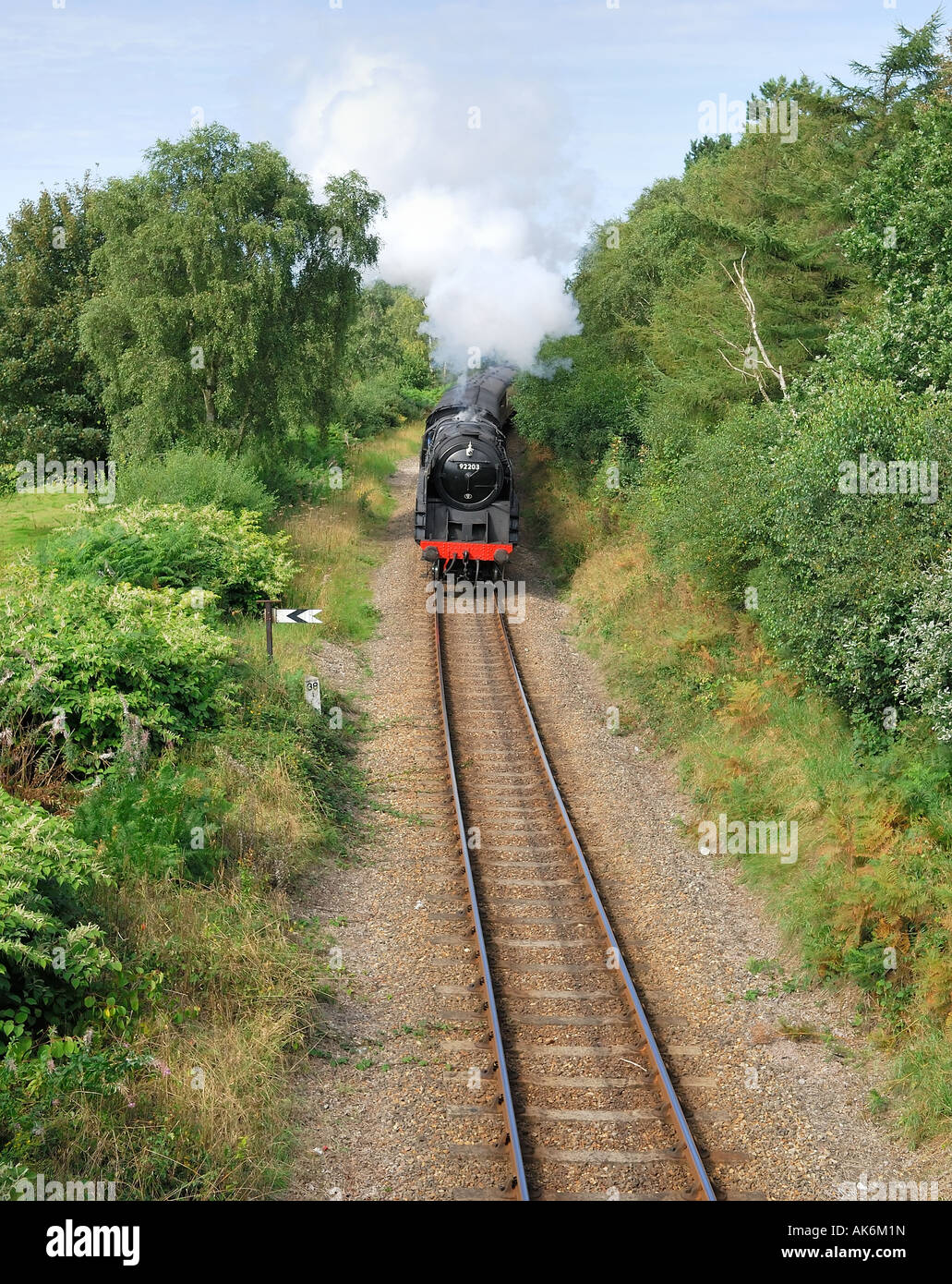 Steam Locomotive at full steam in the countryside on the poppyline in ...