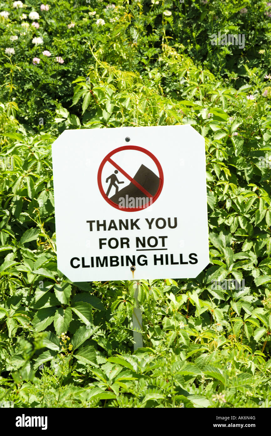 Thank You for Not Climbing Hills sign Stock Photo - Alamy