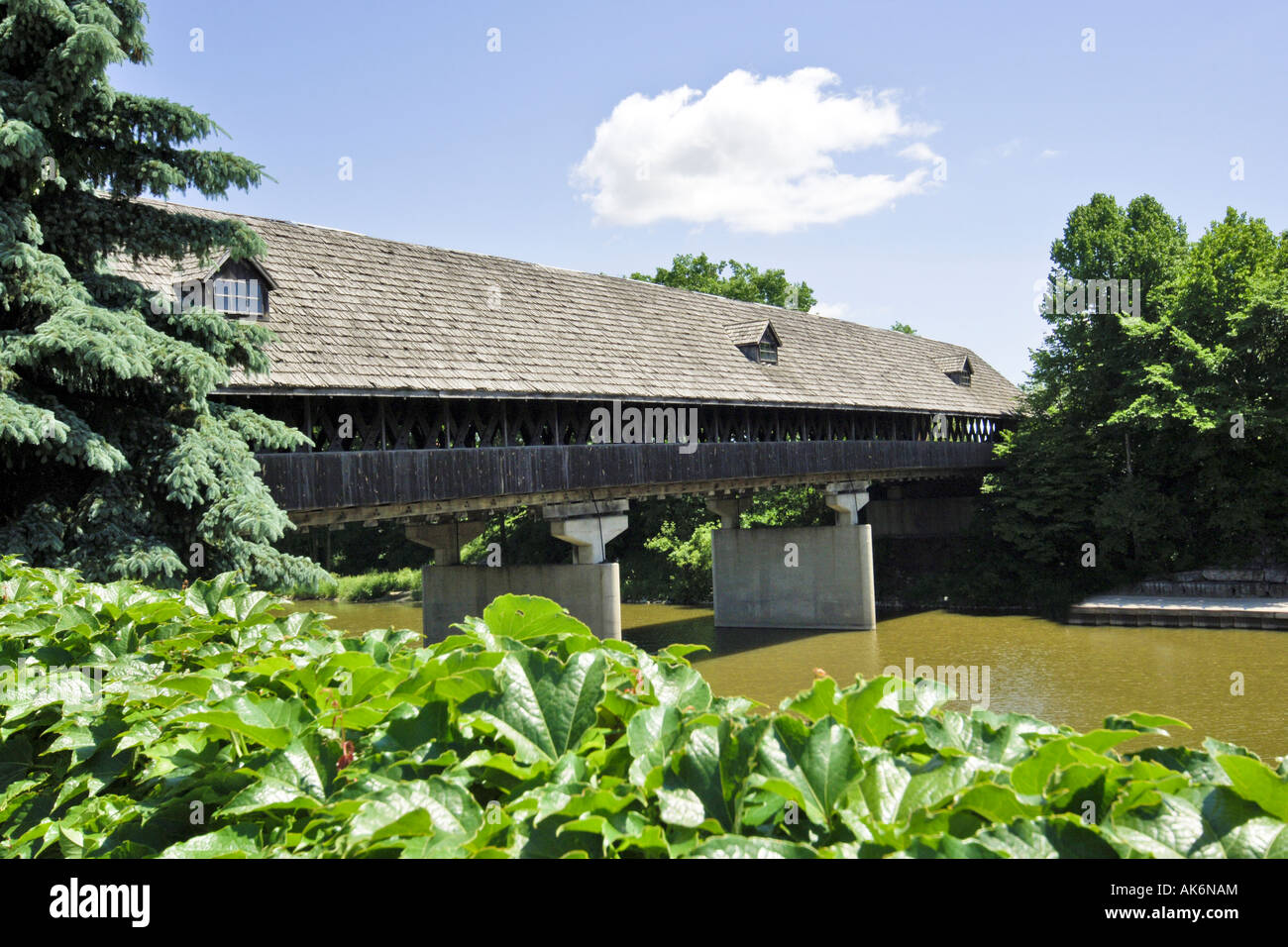 Largest covered bridge in Michigan MI Stock Photo - Alamy