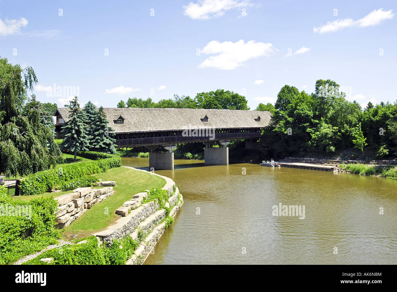 Largest covered bridge in Michigan MI Stock Photo - Alamy
