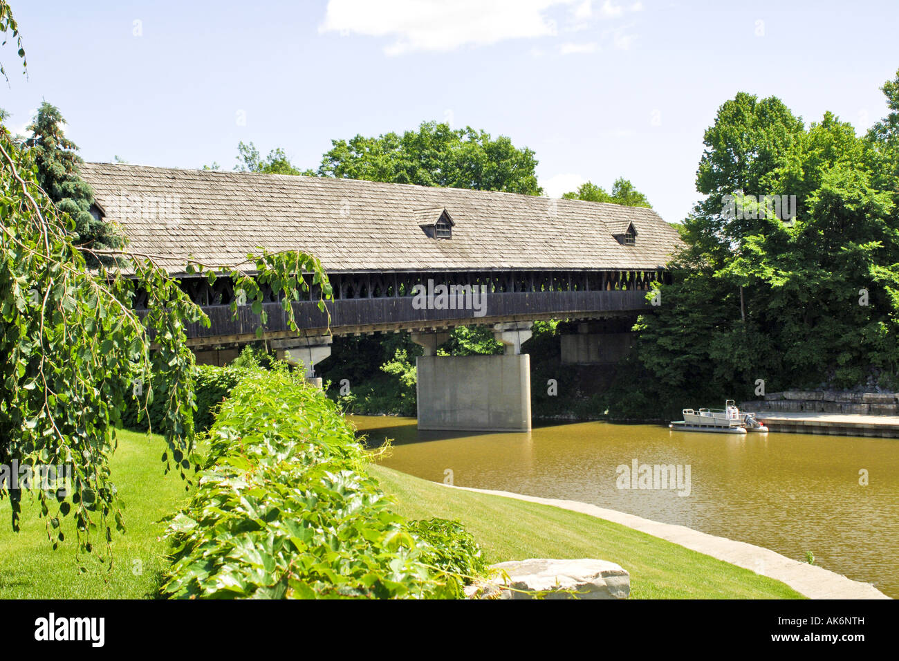 Largest covered bridge in Michigan MI Stock Photo - Alamy