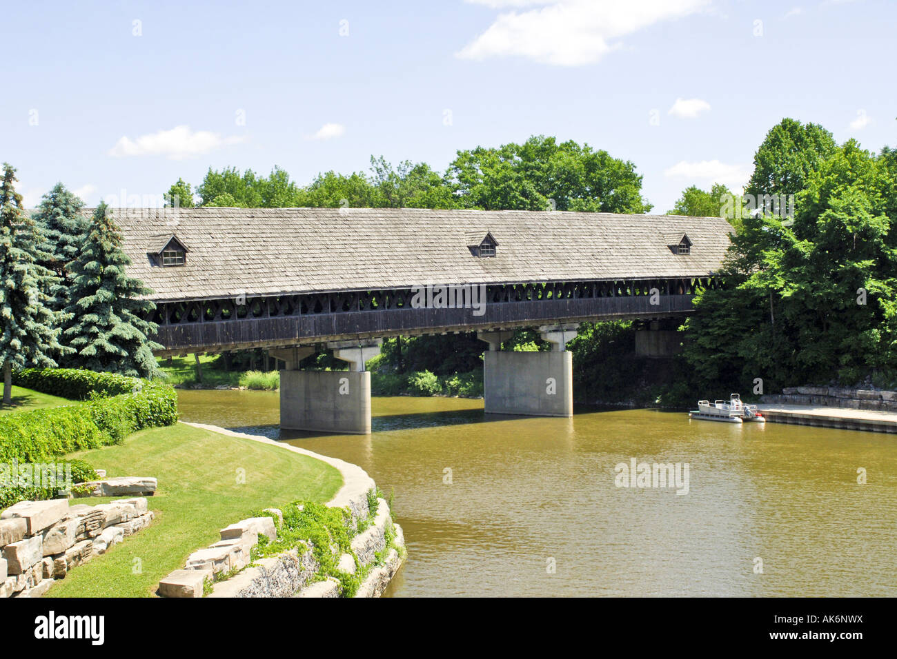 Largest covered bridge in Michigan MI Stock Photo - Alamy