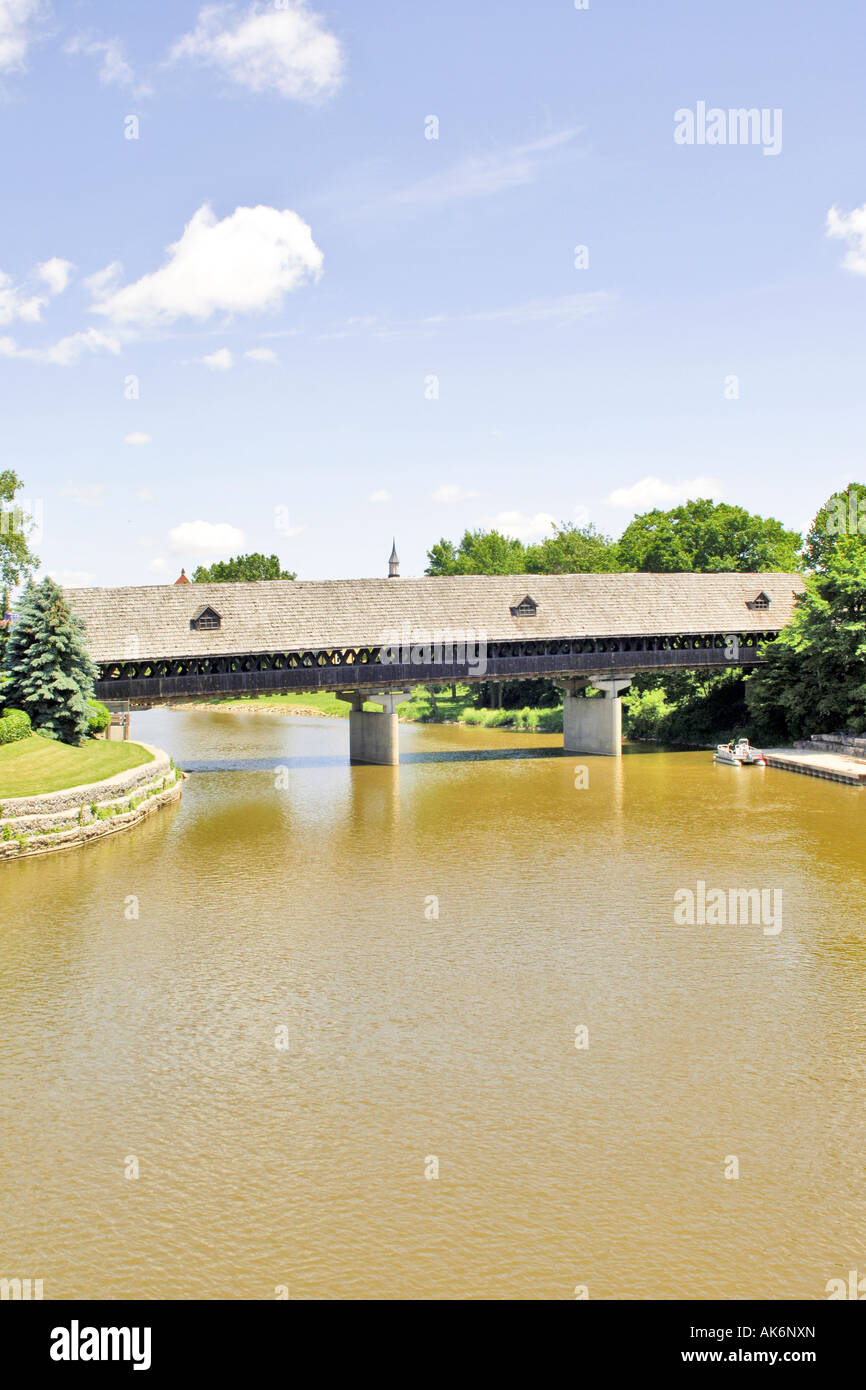 Largest covered bridge in Michigan MI Stock Photo - Alamy