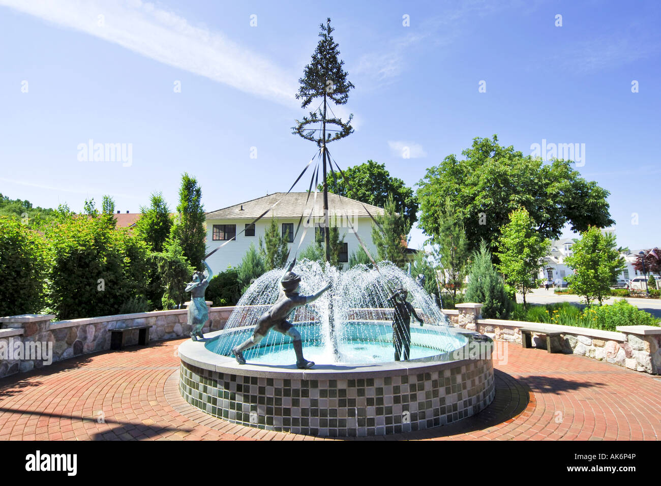 The childrens fountain at Frankenmuth Michigan MI Stock Photo - Alamy