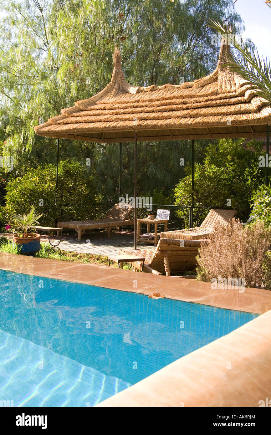 Tropical garden pool, Marrakesh, Morocco, Africa Stock Photo - Alamy