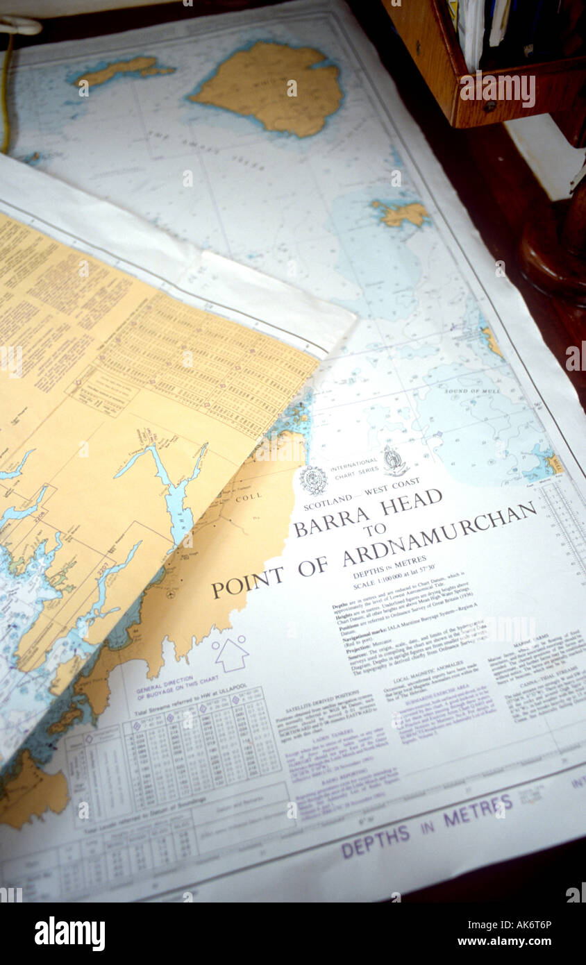 Nautical map of the Scottish Hebridean Isles with navigational ...
