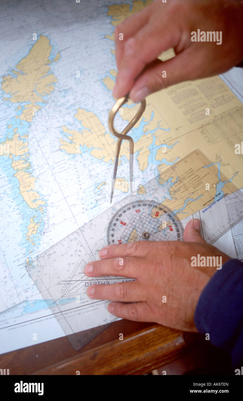 Nautical map of the Scottish Hebridean Isles with navigational ...