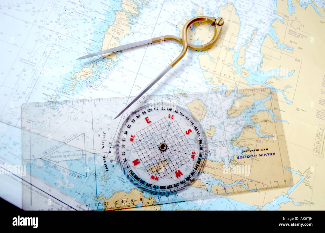 Nautical map of the Scottish Hebridean Isles with navigational ...