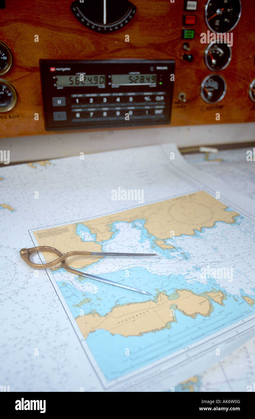 Nautical map of the Scottish Hebridean Isles with navigational ...