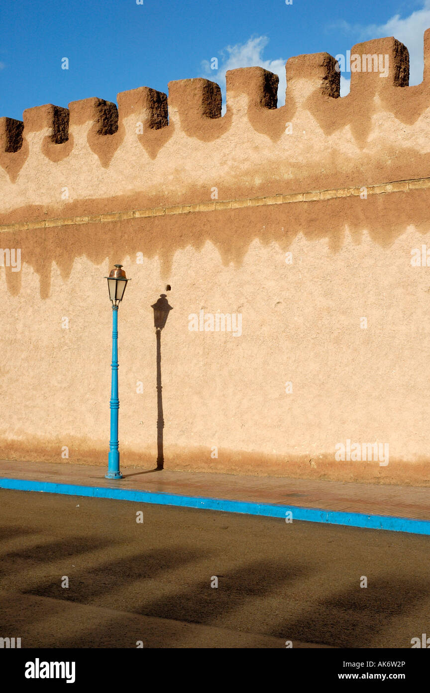 Lampost and ramparts Essaouira Morocco Stock Photo - Alamy
