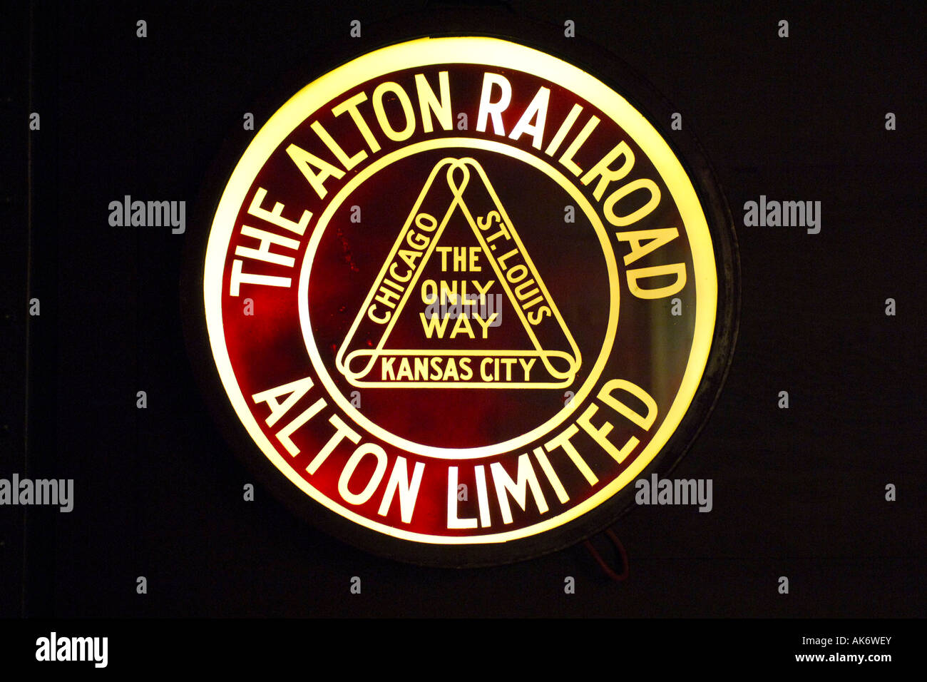 The Alton Railroad sign on display at the National Railroad Museum ...